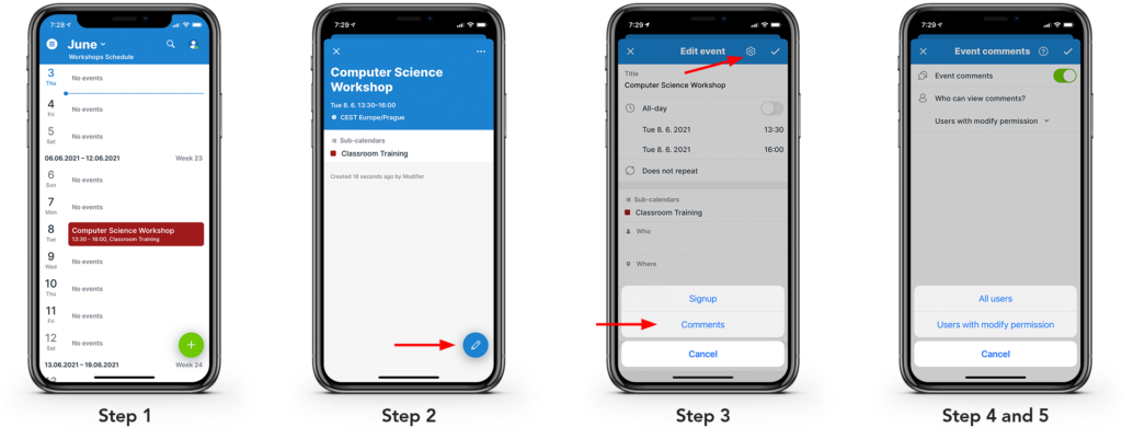 How To Use Event Comments On The Teamup App