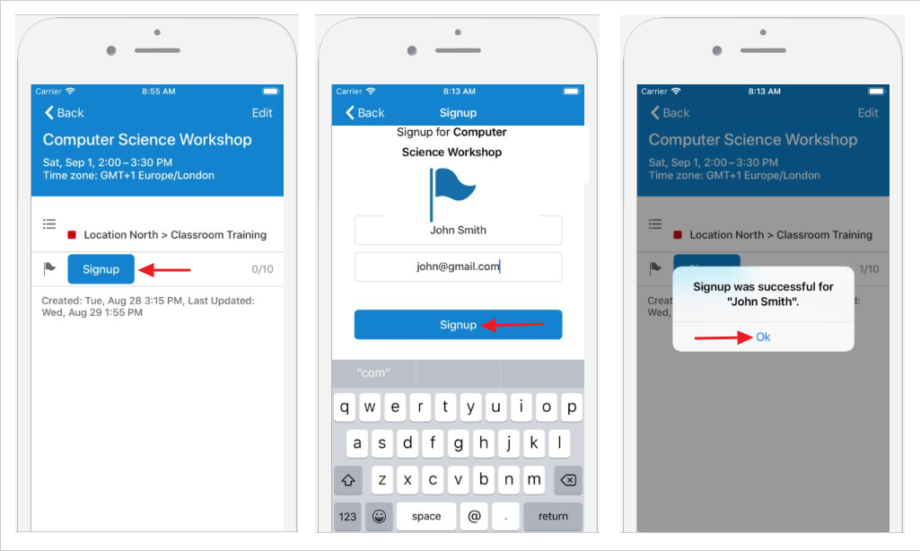 Use Event Signup on Teamup Mobile Apps with max. signup allowed and ...