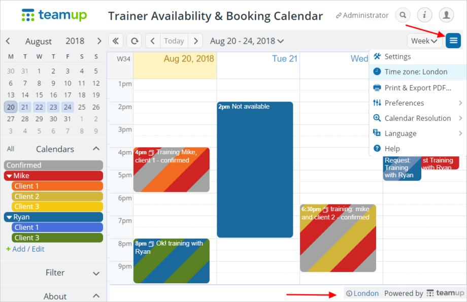 How To Use Time Zone Support In Teamup Calendar