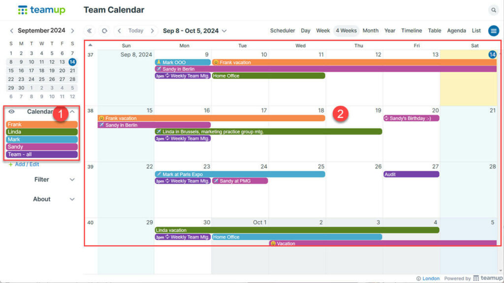 What is the difference between a master calendar and sub-calendars?