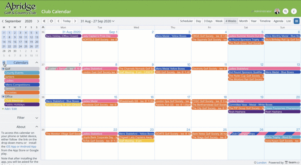 Filter calendars