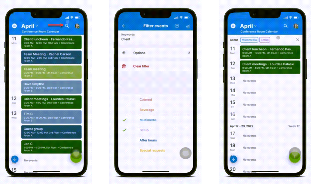 How to Search or Filter on Teamup Mobile Apps