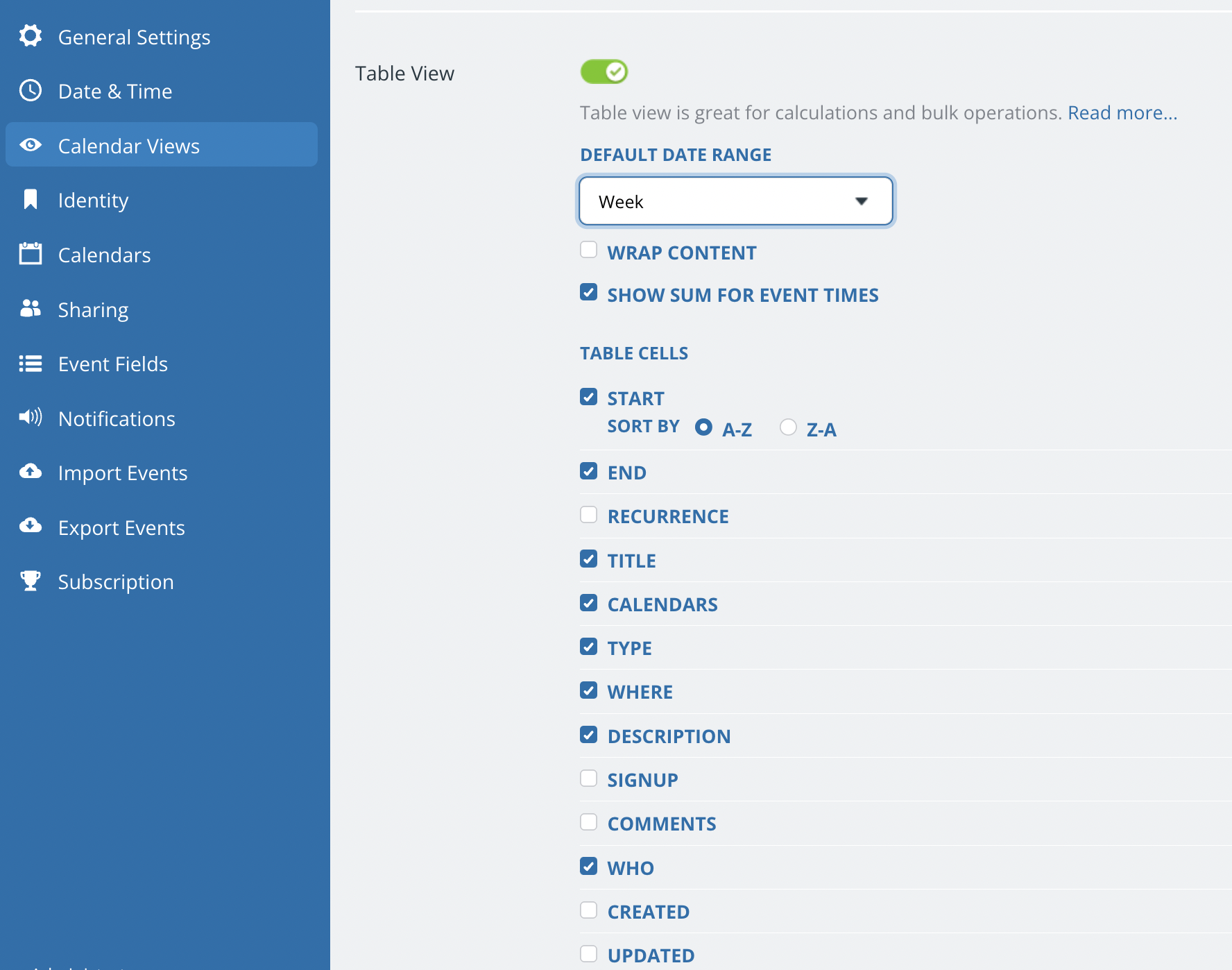How To Adjust Default Settings In Table View